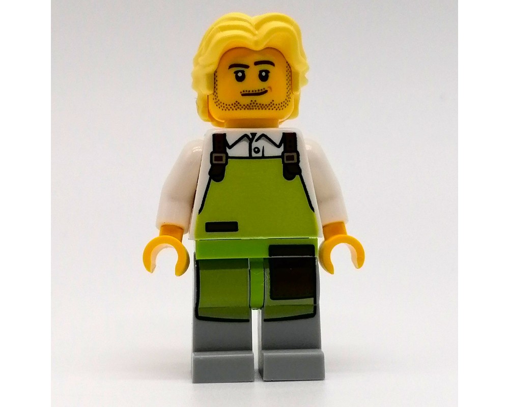 LEGO Set fig-012773 Man, Lime Apron, Bright Light Yellow Hair ...
