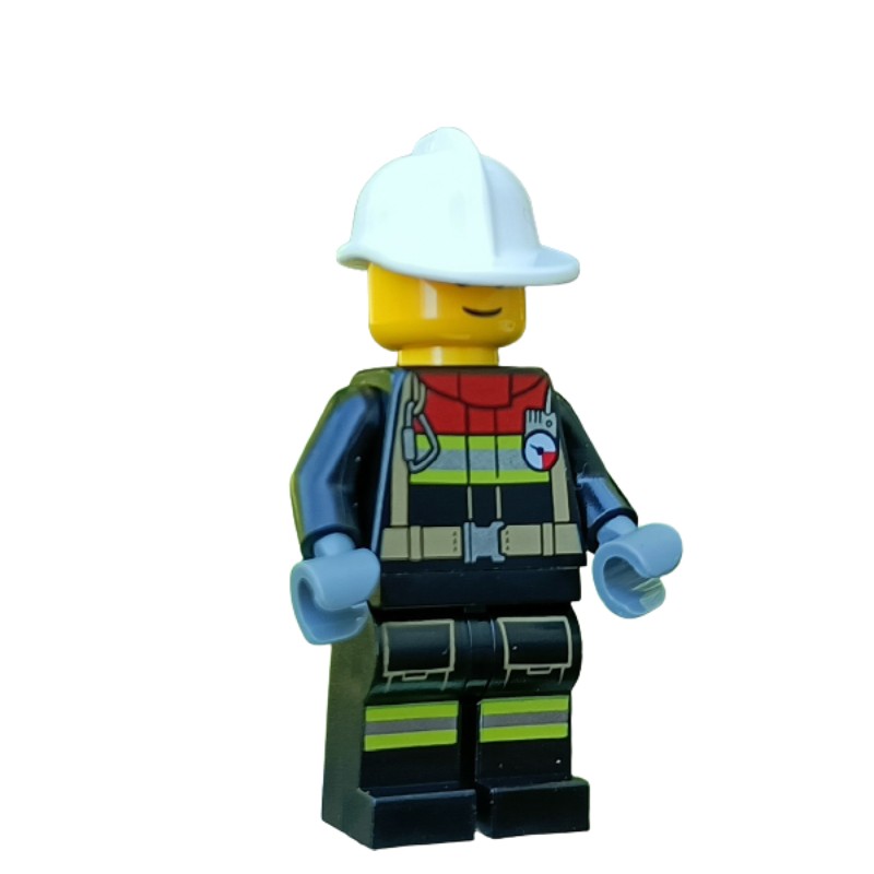 LEGO Set fig-012784 Firefighter - Black Suit, White Helmet (Freddy ...