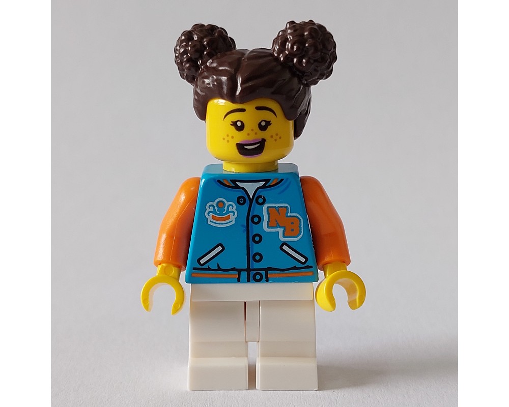 LEGO Set fig-012812 Girl, Dark Azure Letterman Jacket, Medium White ...