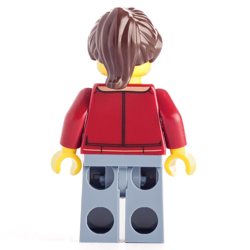 LEGO Set fig-012864 Dark Red Torso, Sand Blue Legs, Dark Brown Hair ...