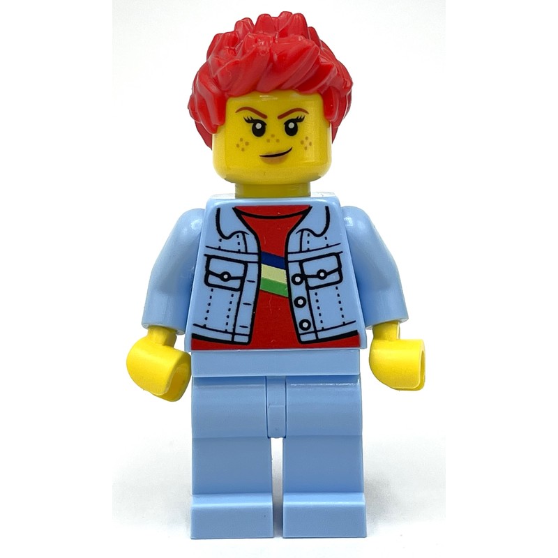 LEGO Set fig-012878 Bright Light Blue Torso and Legs, Red Hair ...