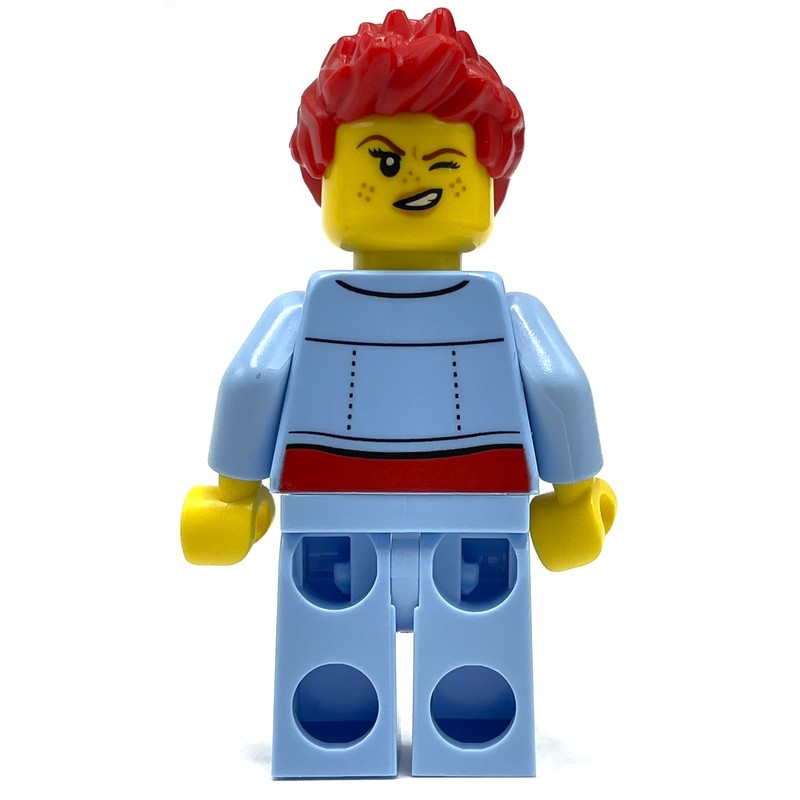 LEGO Set fig-012878 Bright Light Blue Torso and Legs, Red Hair ...