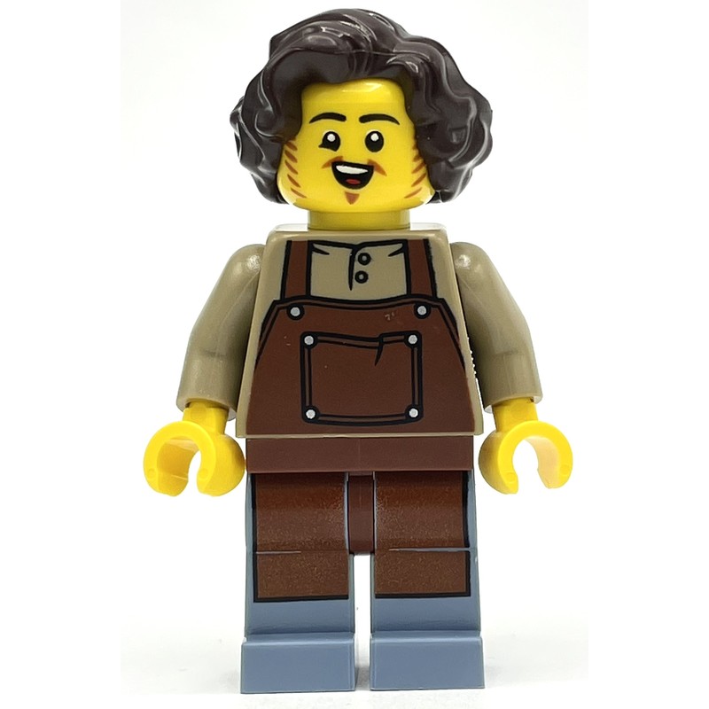 LEGO Set fig-012978 Castle Man, Reddish Brown Apron, Dark Brown Hair ...