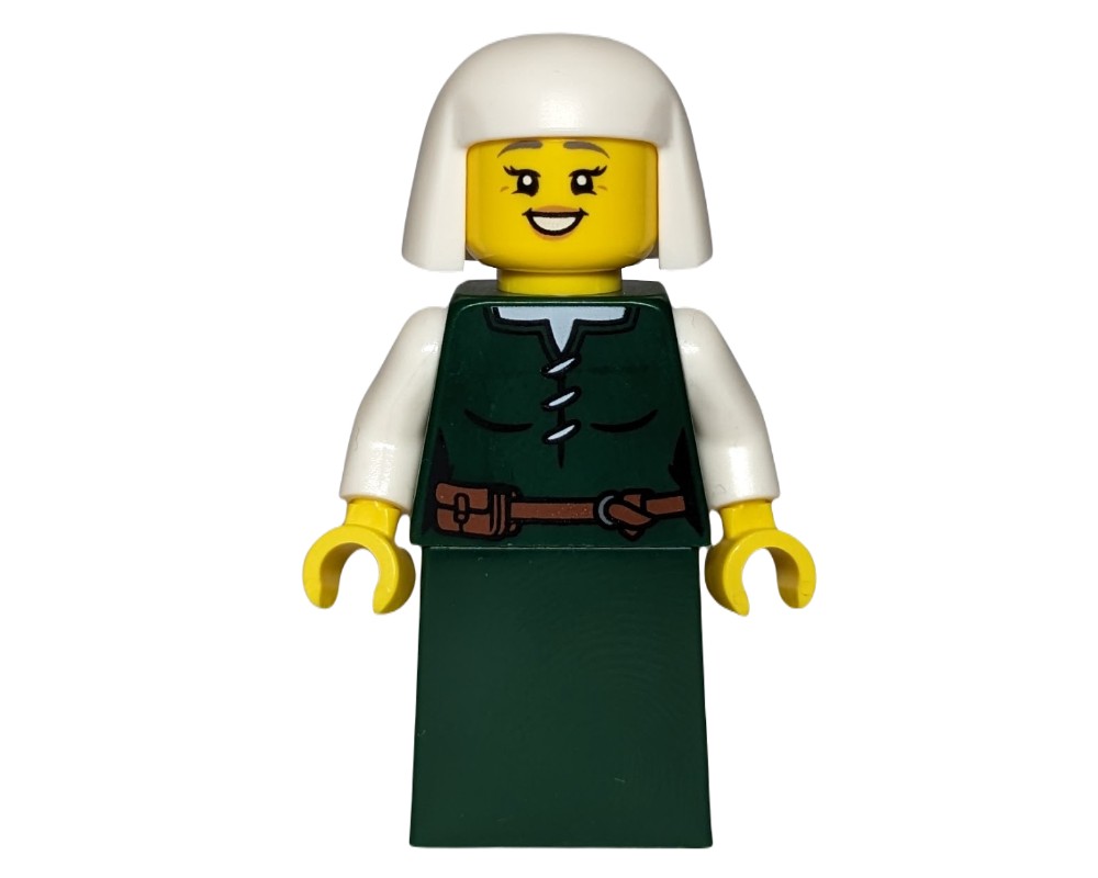 LEGO Set fig-012980 Castle Woman, Dark Green Dress, White Headdress ...