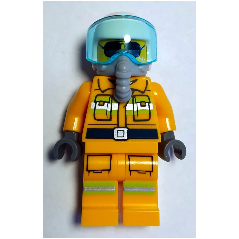 LEGO Set fig-013029 Pilot, Orange Torso, Orange Legs, White Helmet ...