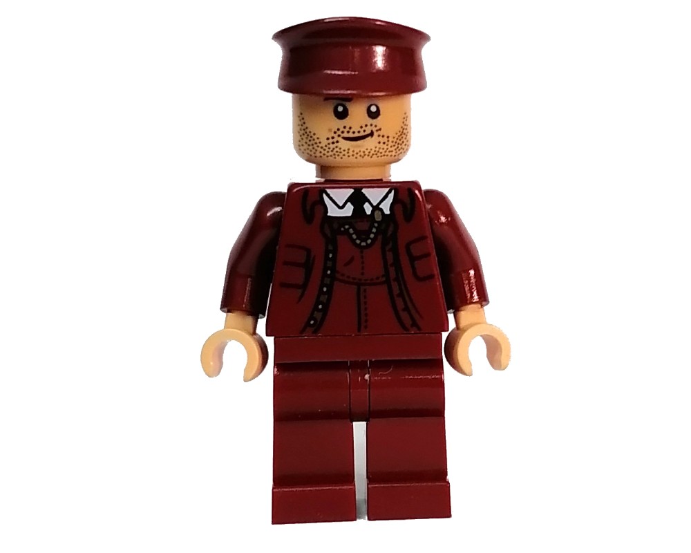 LEGO Set fig-013033 Train Conductor, Dark Red Suit, Dark Red Cap, Warm ...