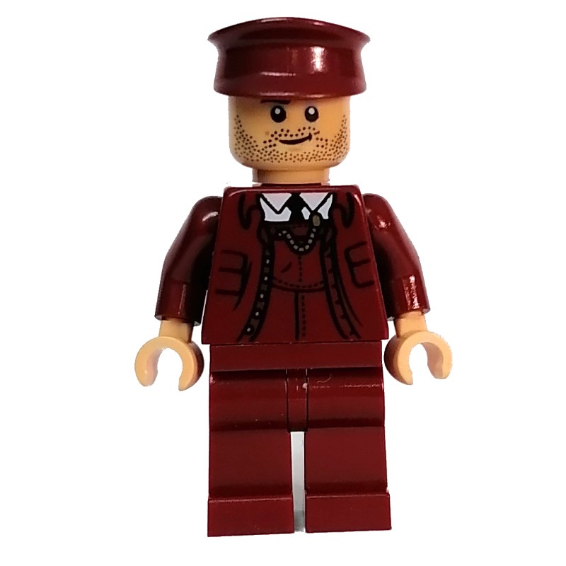 LEGO Set fig-013033 Train Conductor, Dark Red Suit, Dark Red Cap, Warm ...