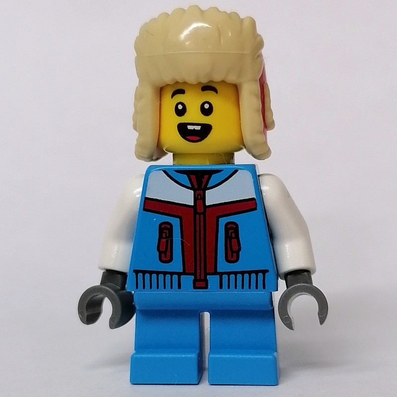 LEGO Set fig-013147 Kid - Dark Azure Torso, Dark Azure Legs, Red/Tan ...