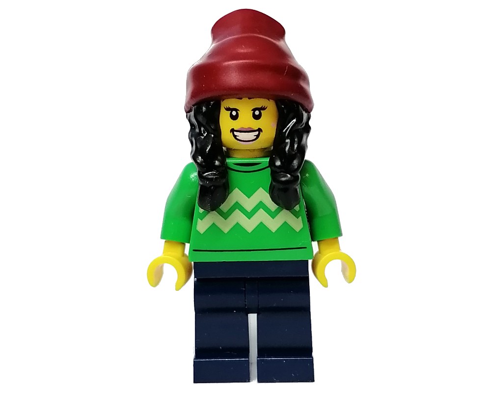 LEGO Set fig-013148 Bright Green Torso, Dark Blue Legs, Dark Red Beanie ...