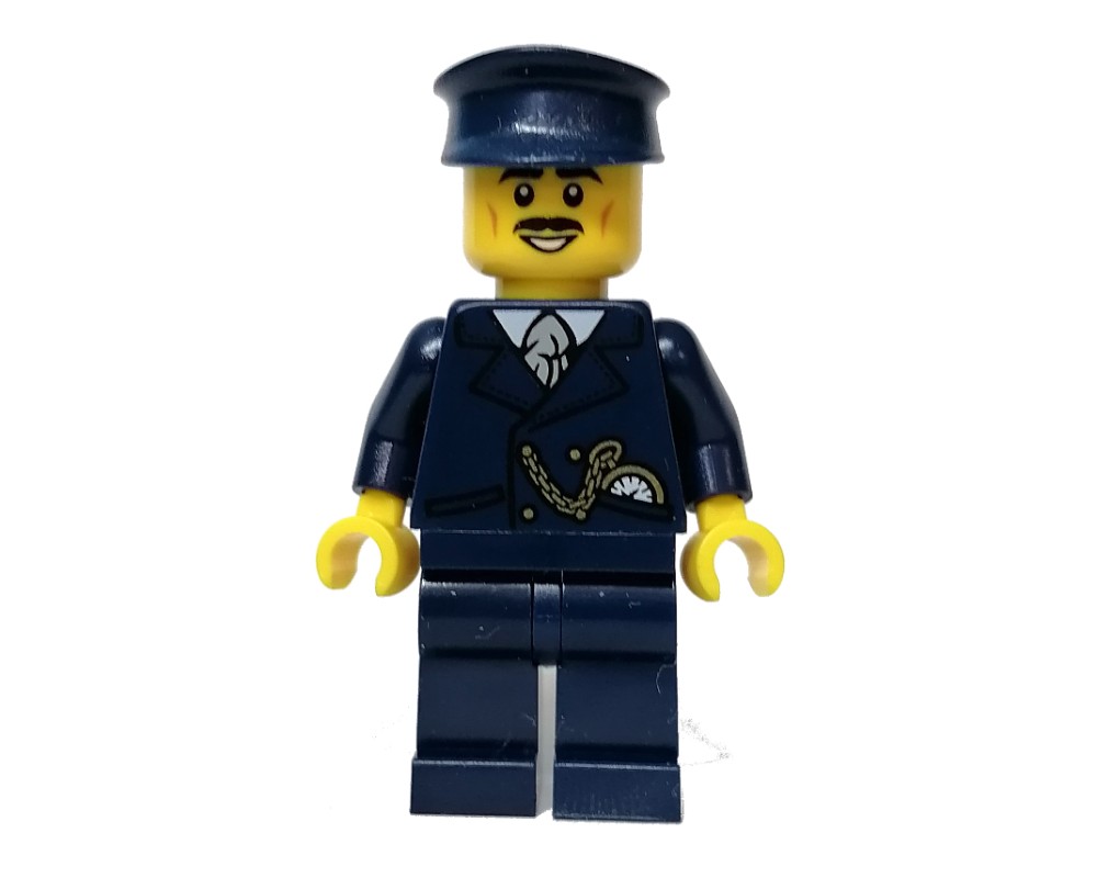 LEGO Set fig-013150 Tram Driver, Dark Blue Torso, Dark Blue Legs, Dark ...