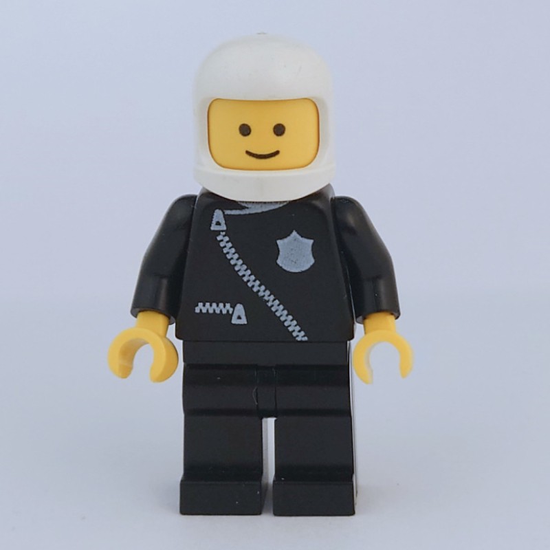 LEGO Set fig-013157 Policeman, Black Jacket with Zipper, White Helmet ...