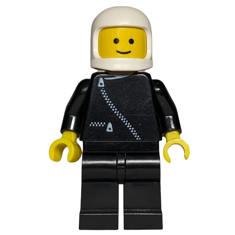 LEGO Set fig-013157 Policeman, Black Jacket with Zipper, White Helmet ...