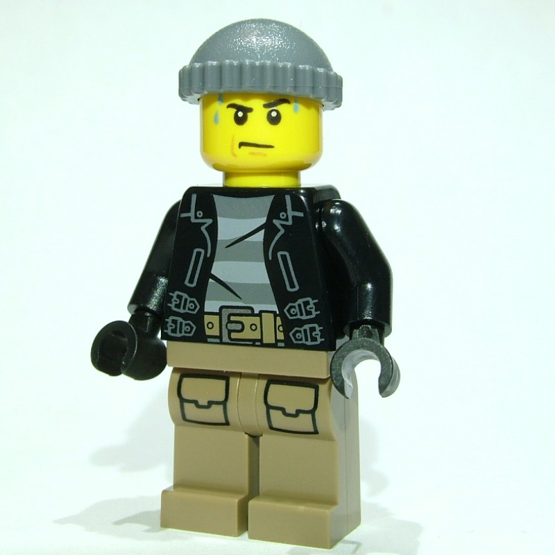LEGO Set fig-013180 Criminal, Black Torso, Dark Tan Legs, Dark Bluish ...