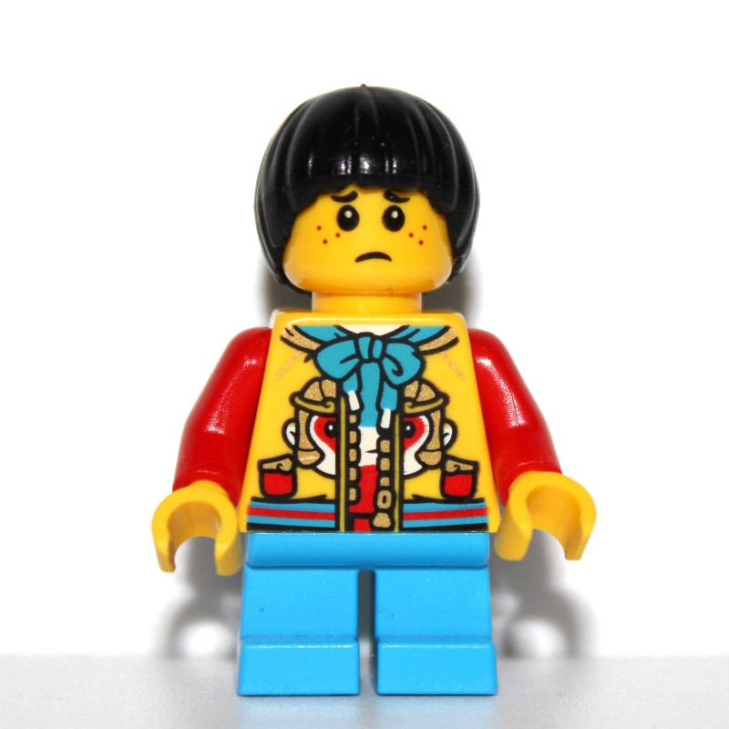 LEGO Set fig-013225 Kid - Yellow Torso, Dark Azure Legs, Black Hair ...