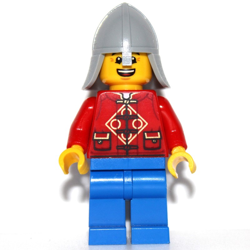 LEGO Set fig-013230 Red Torso, Blue Legs, Knight Helmet (2023 Chinese ...