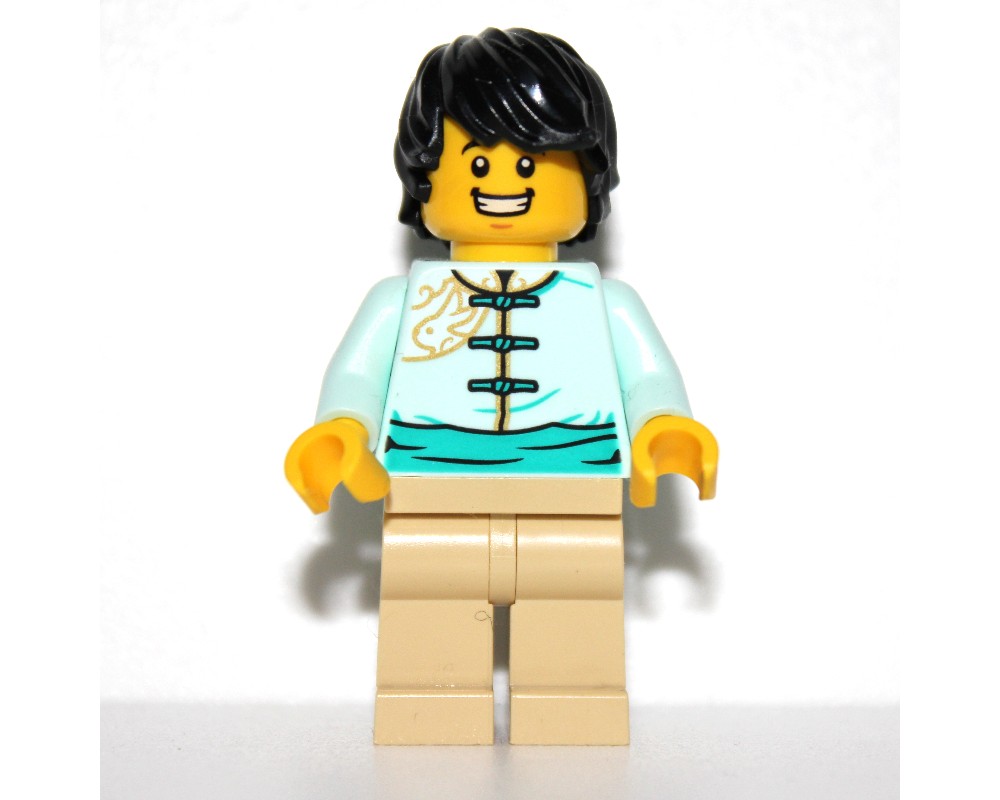 LEGO Set fig-013231 Light Aqua Torso, Tan Legs, Black Hair ...