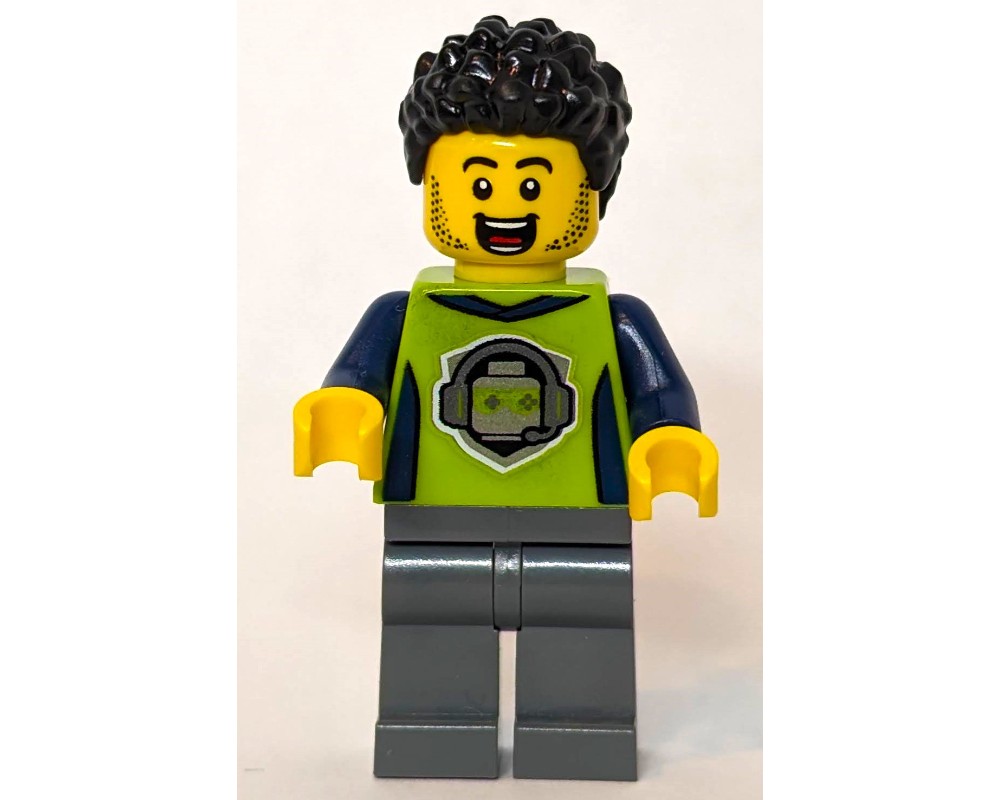 LEGO Set fig-013333 Man, Lime Jacket, Dark Bluish Gray Legs, Black Hair ...