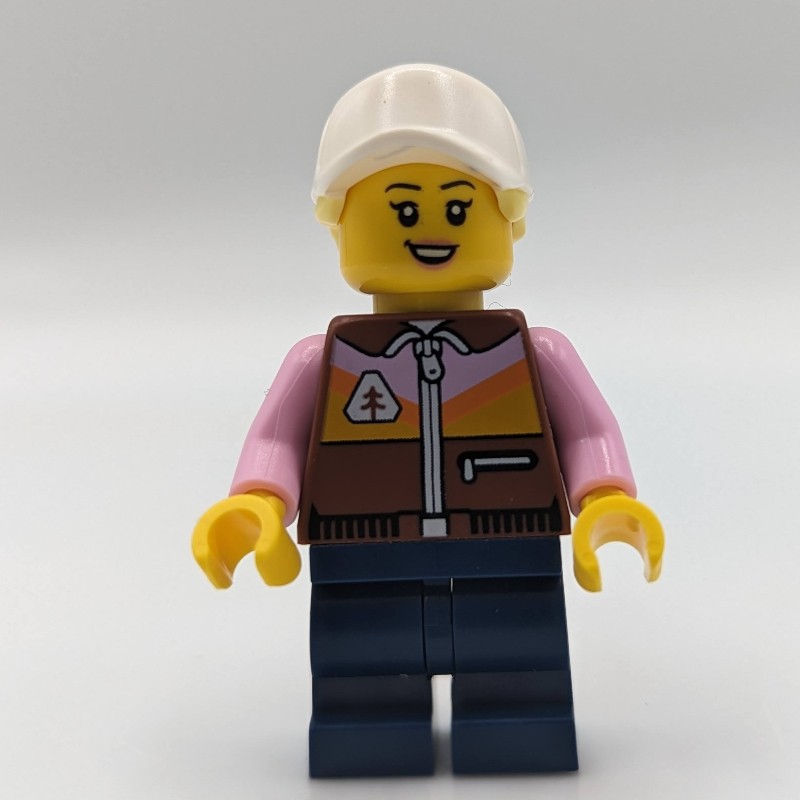 LEGO Set fig-013359 Dirt Bike Rider, Female - Reddish Brown Vest, Dark ...