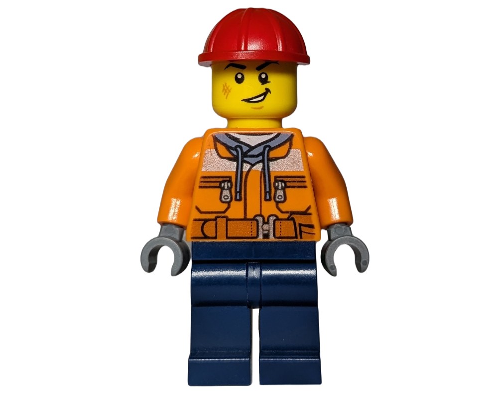 LEGO Set fig-013362 Construction Worker, Orange Safety Jacket, Dark ...