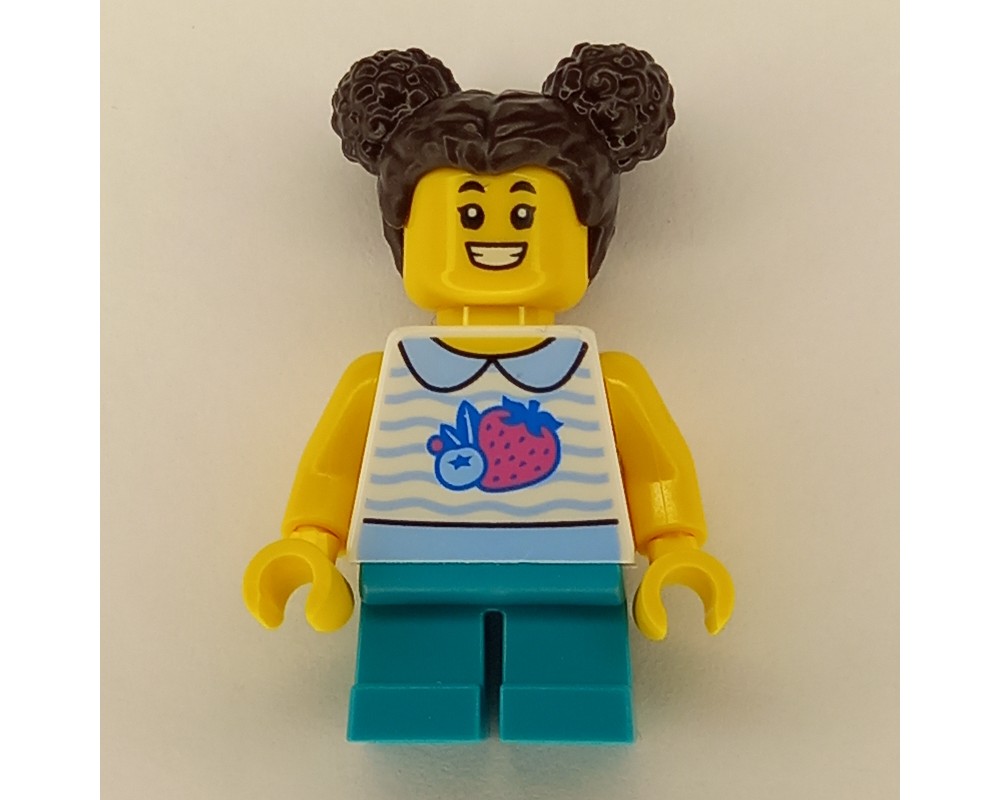 LEGO Set fig-013364 Girl, White Vest, Short Dark Turquoise Legs, Dark ...