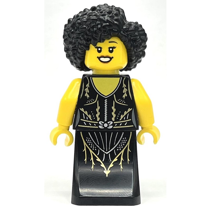 LEGO Set fig-013491 Jazz Singer - Black Torso, Black Dress, Black Hair ...