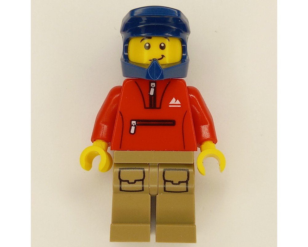 LEGO Set fig-013509 Red Torso, Dark Tan Legs, Dark Blue Helmet ...