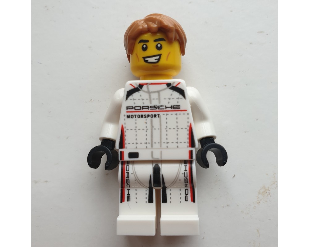 LEGO Set fig-013524 Race Driver, White Race Suit with 'Porsche ...
