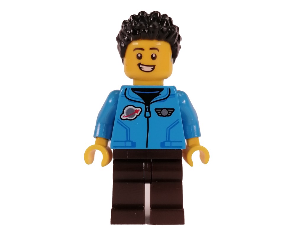 LEGO Set fig-013556 Dark Azure Torso, Dark Brown Legs, Black Hair ...