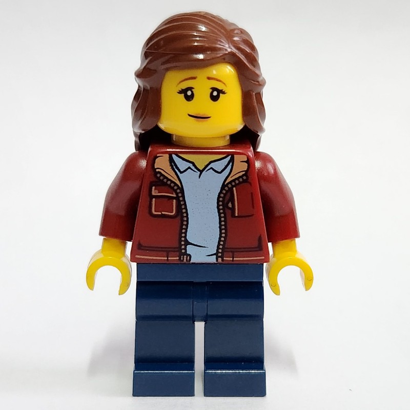LEGO Set fig-013636 Dark Red Torso, Dark Blue Legs, Reddish Brown Hair ...
