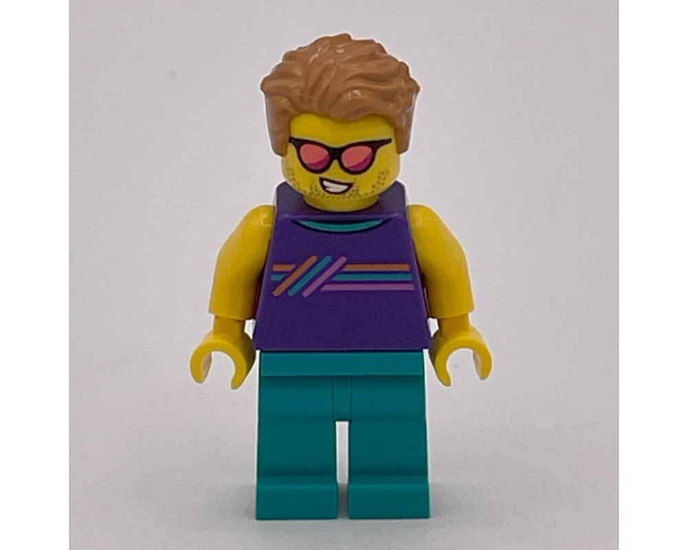 LEGO Set fig-013934 Man, Dark Purple Vest, Dark Turquoise Legs, Coral ...