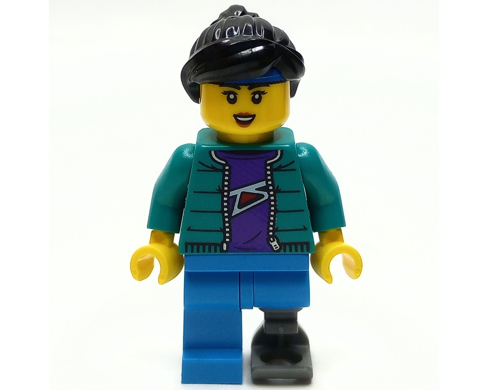 LEGO Set fig-013937 Woman, Dark Turquoise Jacket, Prosthetic Leg ...
