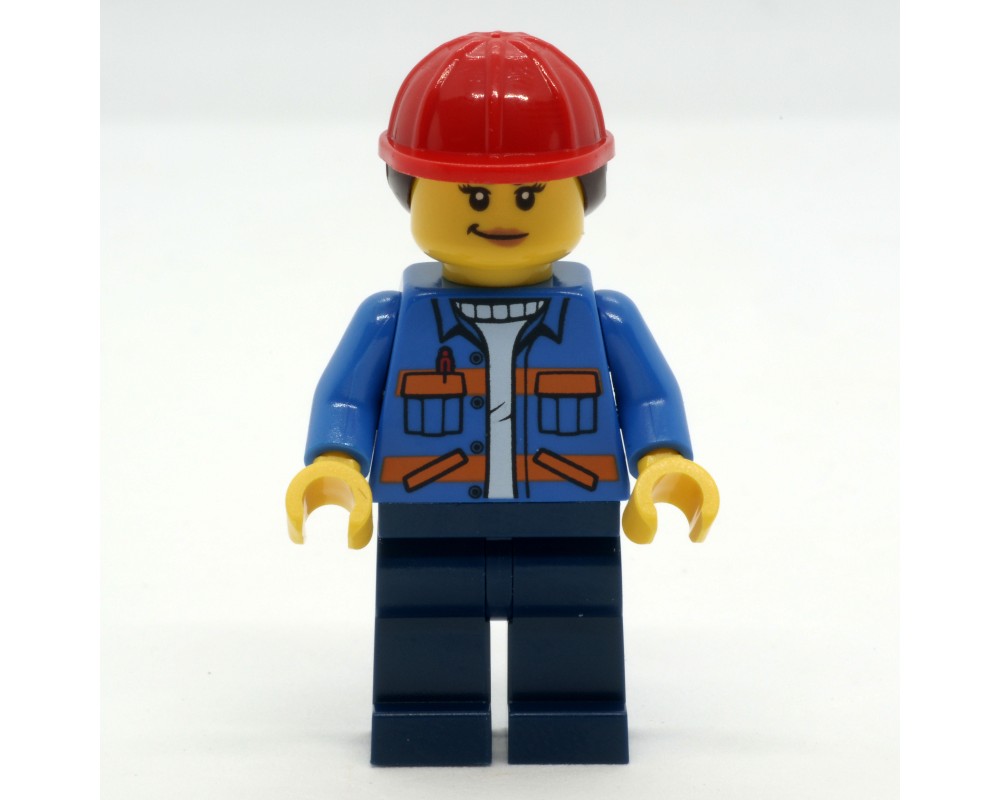 LEGO Set fig-013958 Construction Worker, Blue Safety Jacket, Dark Blue ...