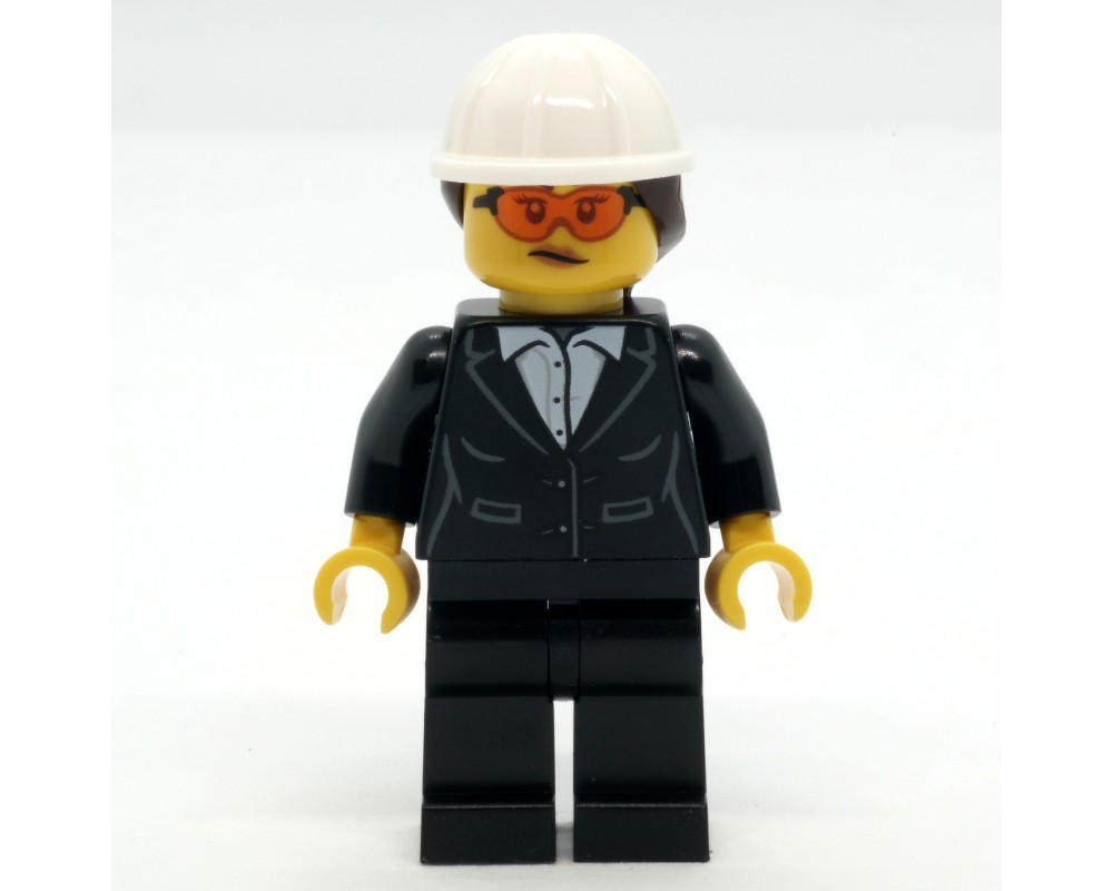 LEGO Set fig-013960 Construction Site Foreman, Black Suit, White Hard ...