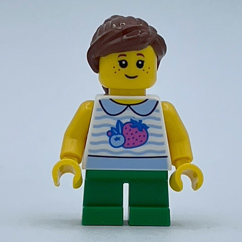 LEGO Set fig-014002 Girl, White Vest Top, Short Green Legs, Reddish ...