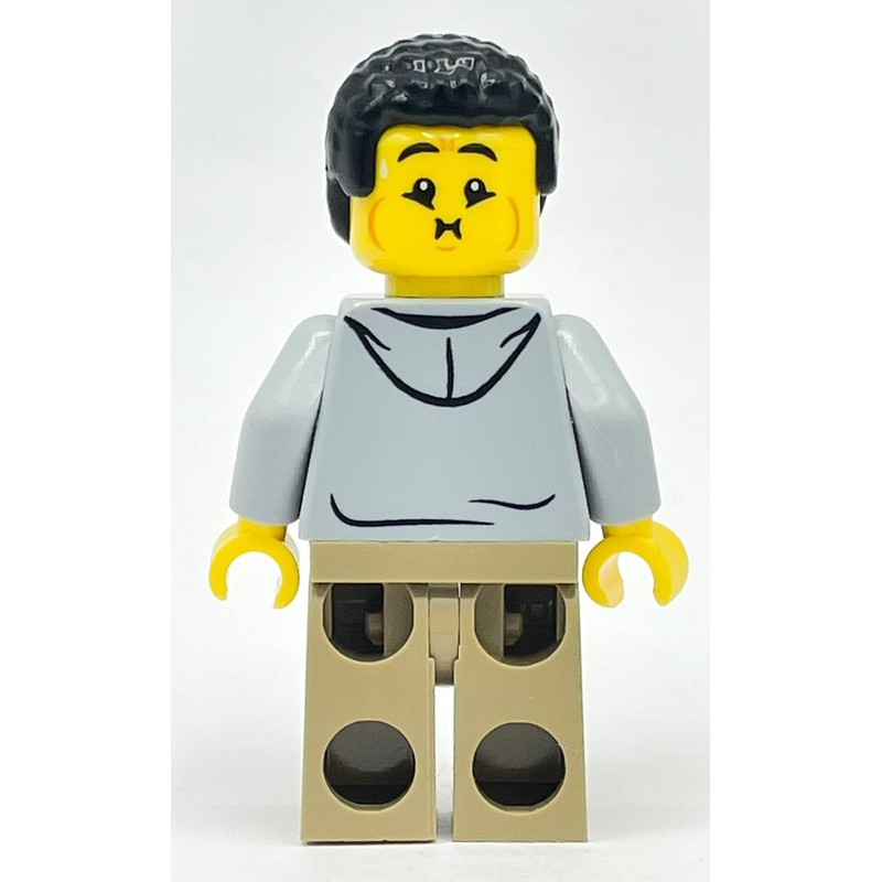 LEGO Set fig-014235 Light Bluish Grey Torso, Dark Tan Legs, Black Hair ...