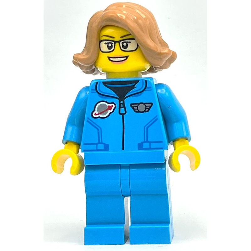 LEGO Set fig-014237 Astronaut, Female, Dark Azure Jump Suit, Medium ...