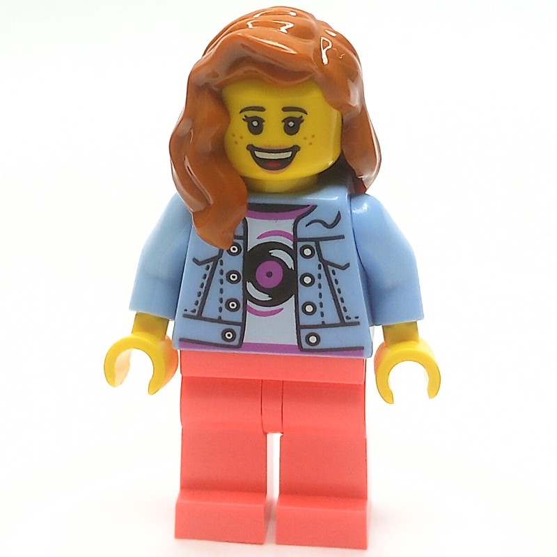 LEGO Set fig-014241 Bright Light Blue Torso, Coral Legs, Dark Orange ...
