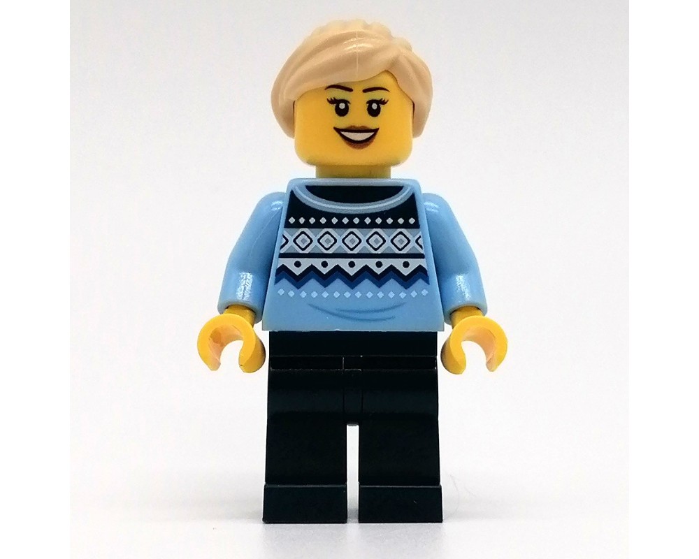 LEGO Set fig-014423 Bright Light Blue Torso, Dark Blue Legs, Tan Hair ...