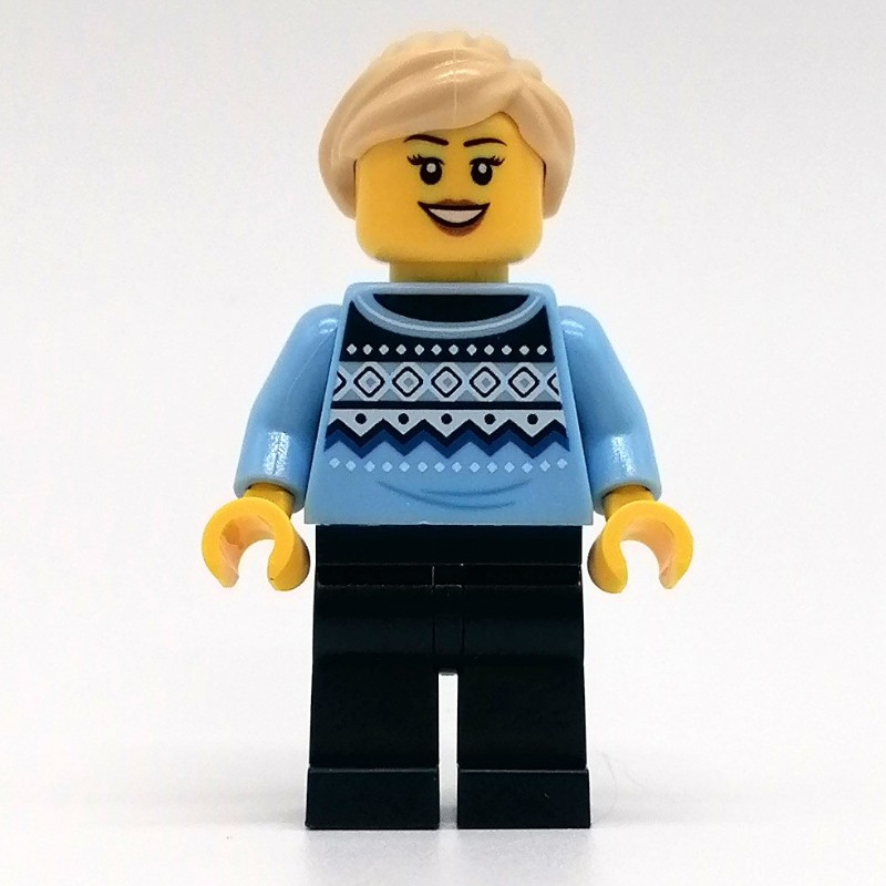 LEGO Set fig-014423 Bright Light Blue Torso, Dark Blue Legs, Tan Hair ...