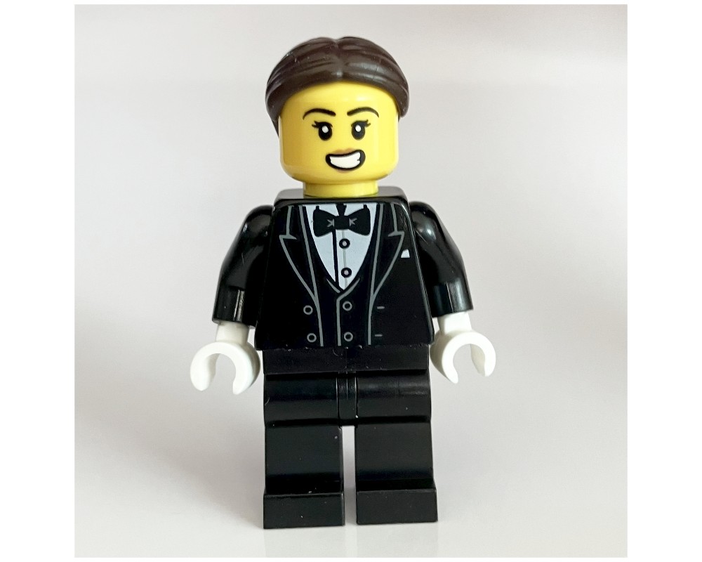 LEGO Set fig-014477 Waiter, Black Tuxedo, Dark Brown Hair | Rebrickable ...