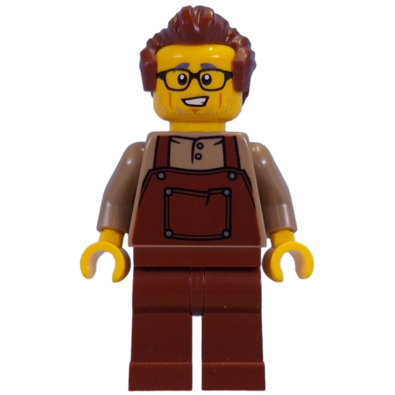 LEGO Set fig-014486 Dark Tan Torso, Reddish Brown Overall, Reddish ...