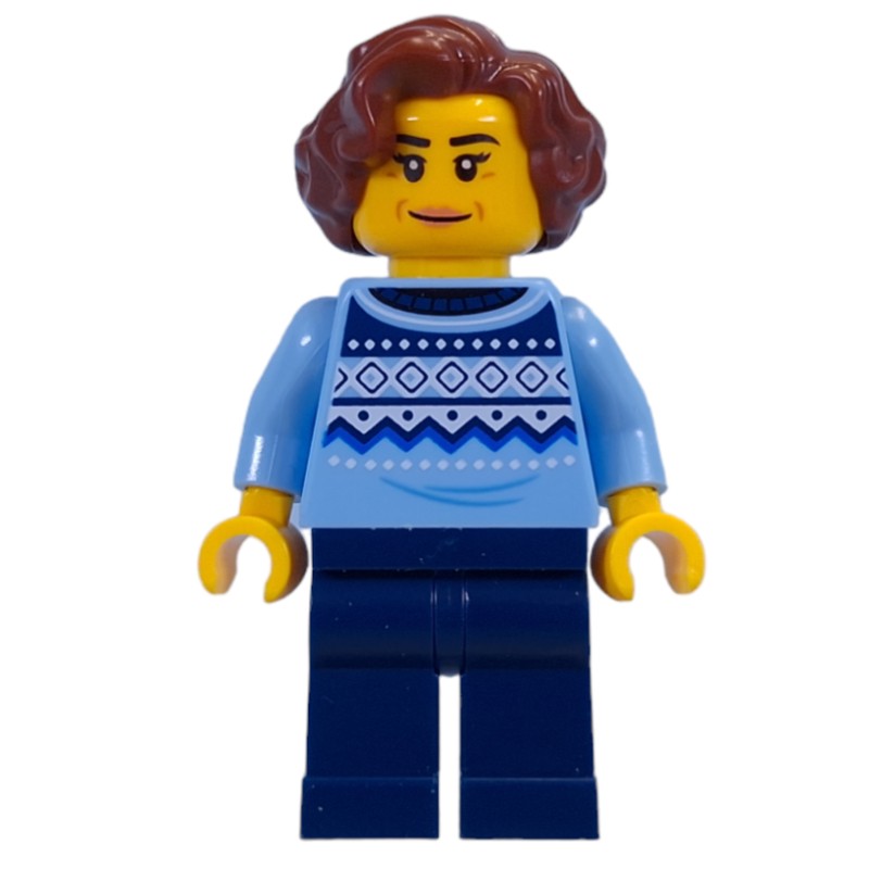 LEGO Set fig-014487 Bright Light Blue Torso, Dark Blue Legs, Reddish ...