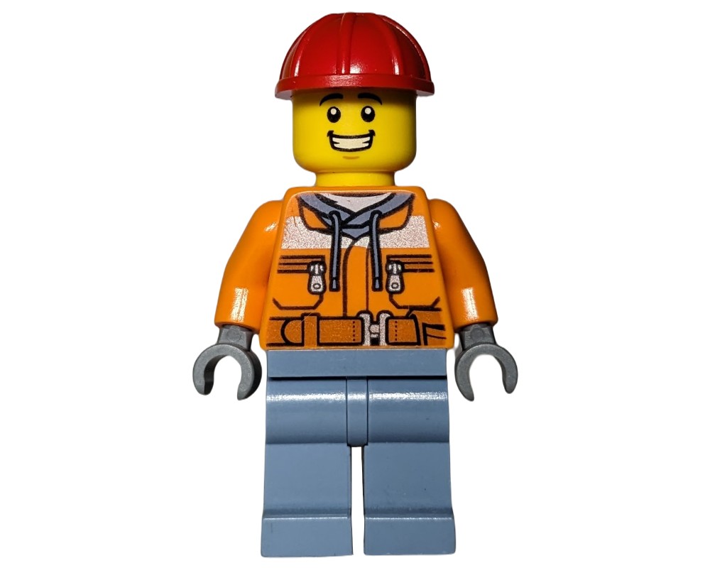 LEGO Set fig-014492 Construction Worker, Safety Jacket over Hoodie with ...