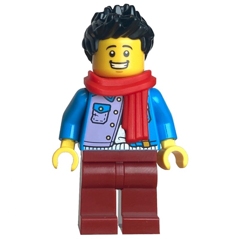 LEGO Set fig-014506 Dark Azure Torso, Dark Red Legs, Black Hair ...