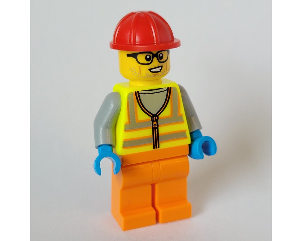 LEGO Set fig-014630 Construction Worker, Vibrant Yellow Safety Vest ...