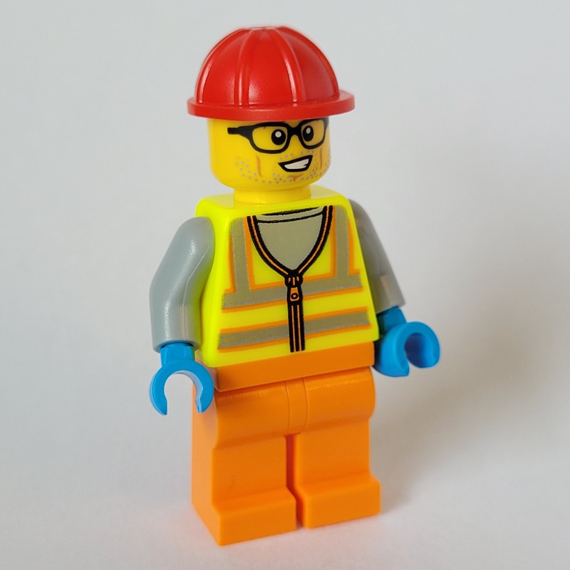 LEGO Set fig-014630 Construction Worker, Vibrant Yellow Safety Vest ...