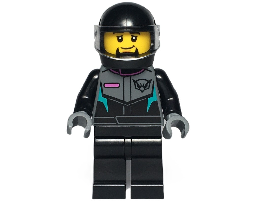 LEGO Set fig-014631 Race Driver, Black Racing Suit and Helmet with ...