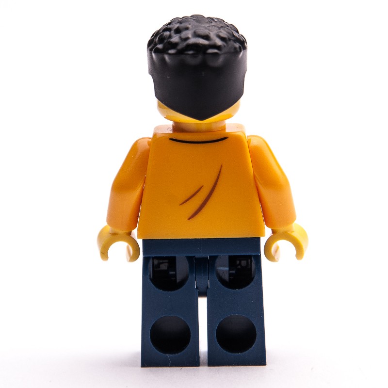 LEGO Set fig-014678 Bright Orange Torso, Dark Blue Legs, Black Hair ...