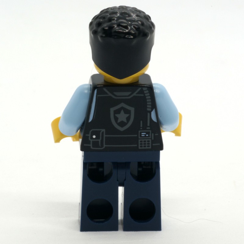 LEGO Set fig-014694 Police Officer - Black Torso, Dark Blue Legs, Short ...