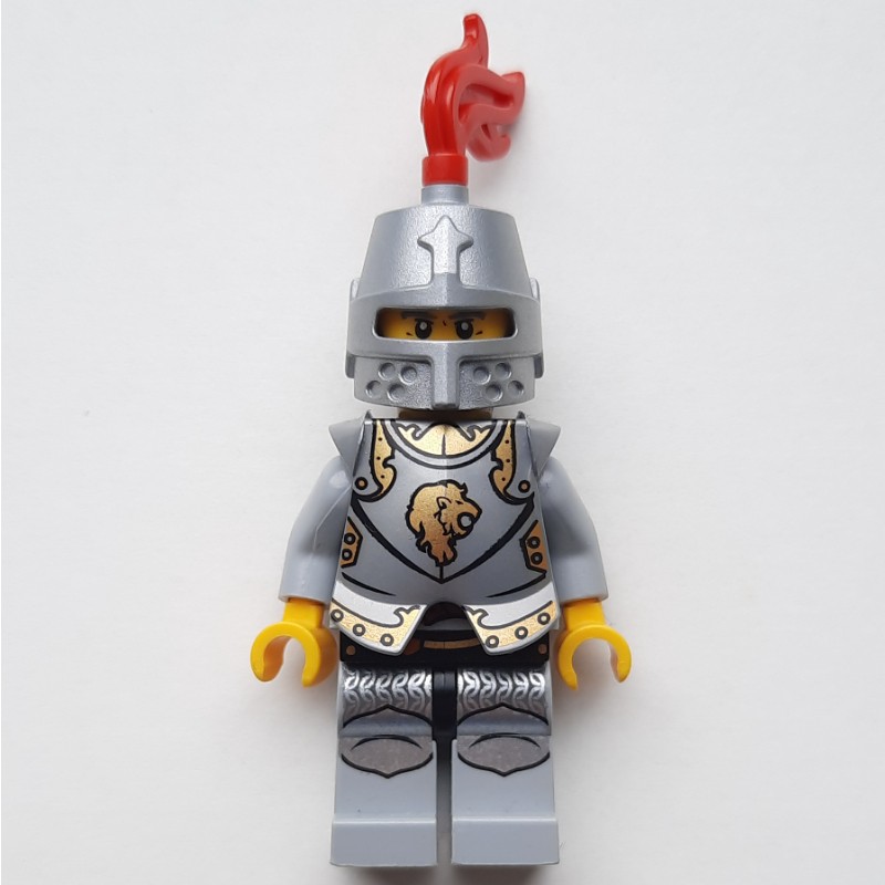 LEGO Set fig-014712 Lion Knight, Armour, Helmet with Red Plume (Pearl ...